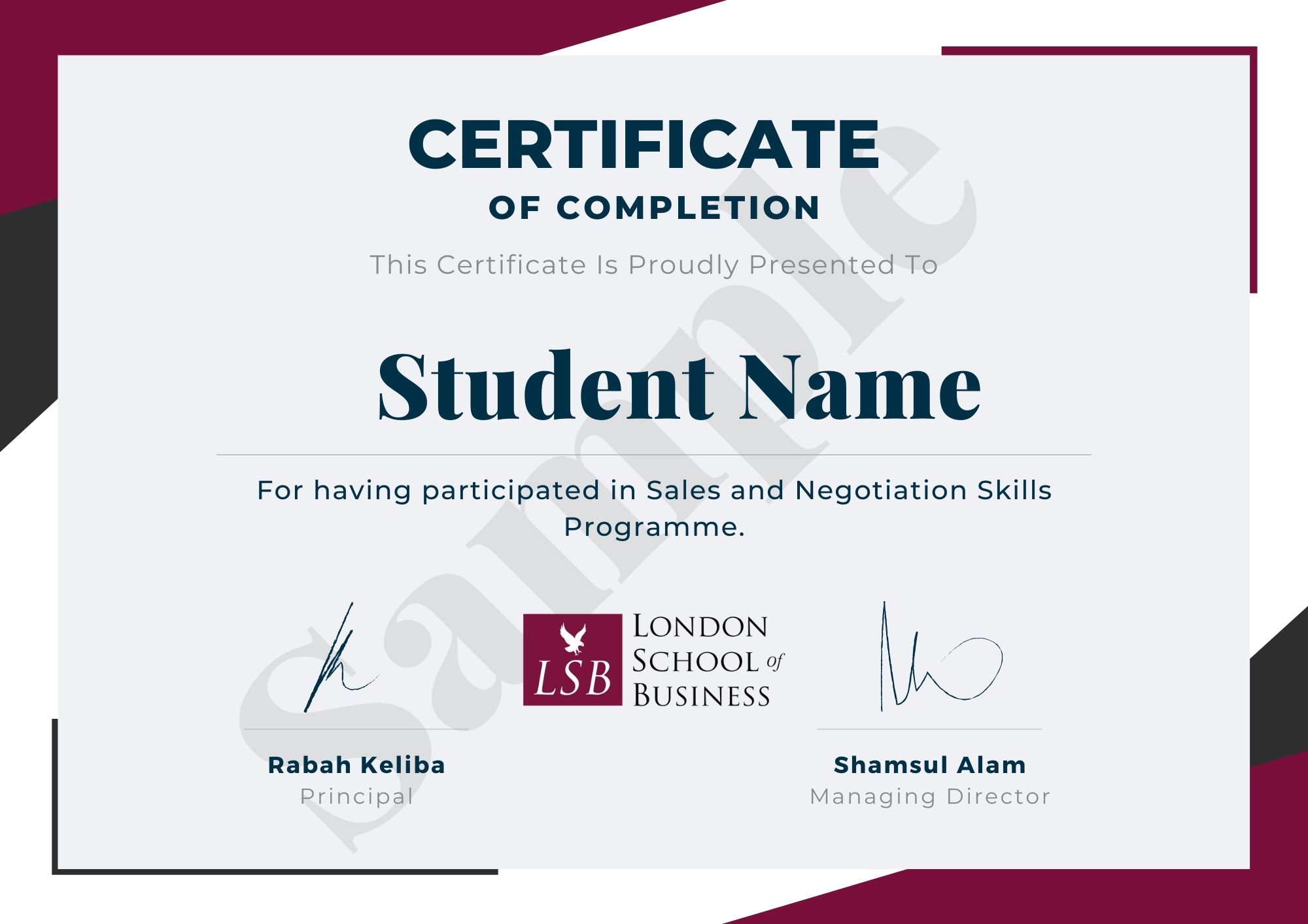 Copy of Programme Completion Certificate (2) - London School of Business